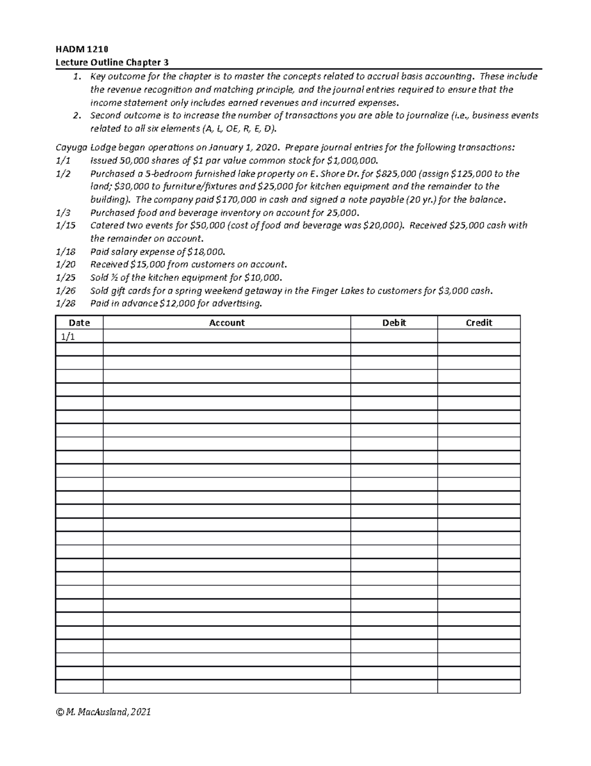Chapter 3 Outline sjd - HADM 1210 Lecture Outline Chapter 3 Key outcome ...