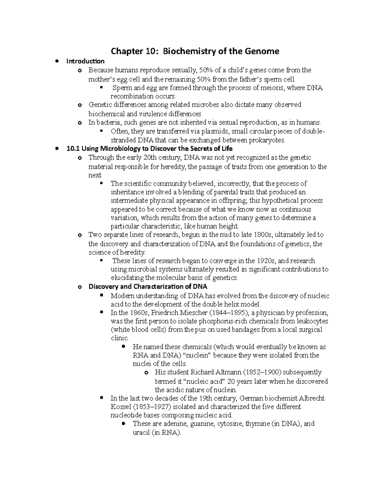 Chapter 10 Bio - n/a - Chapter 10: Biochemistry of the Genome ...