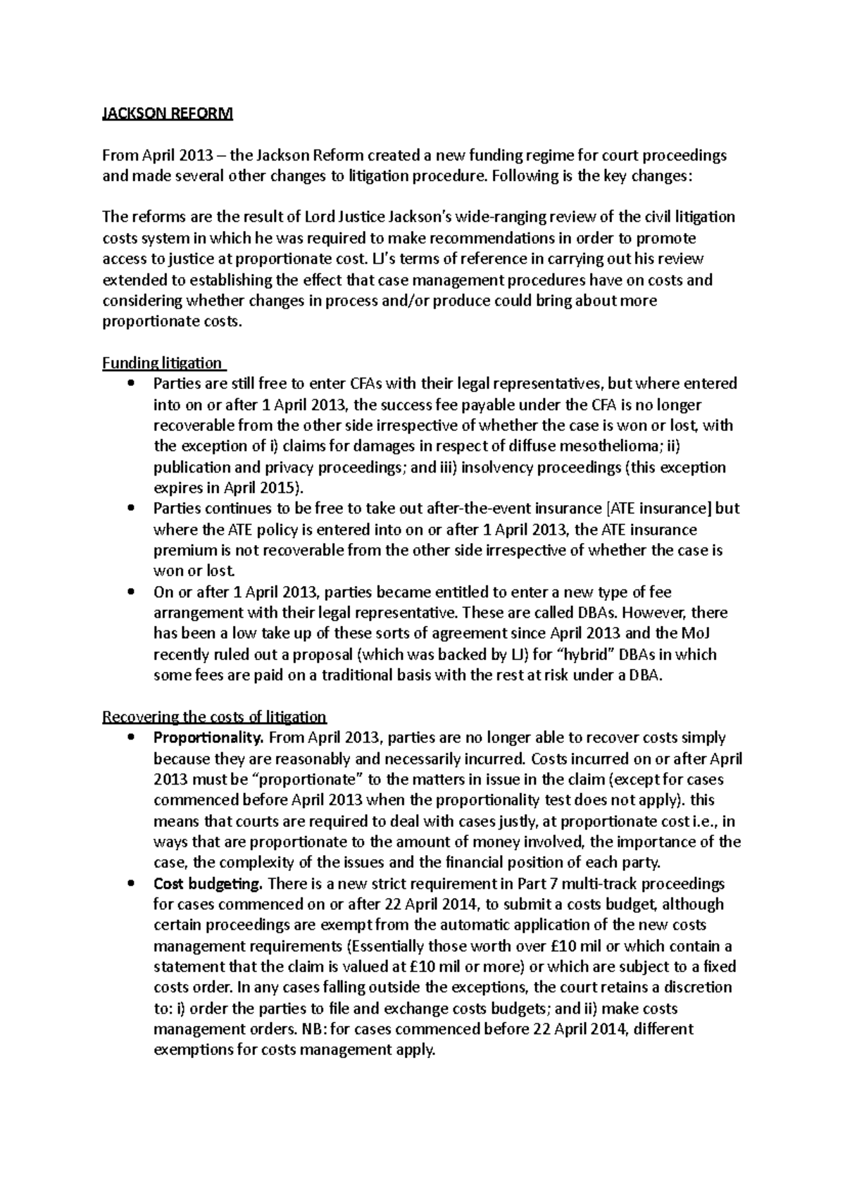 Jackson Reform - personal injury and clinical negligence 2021/22 ...