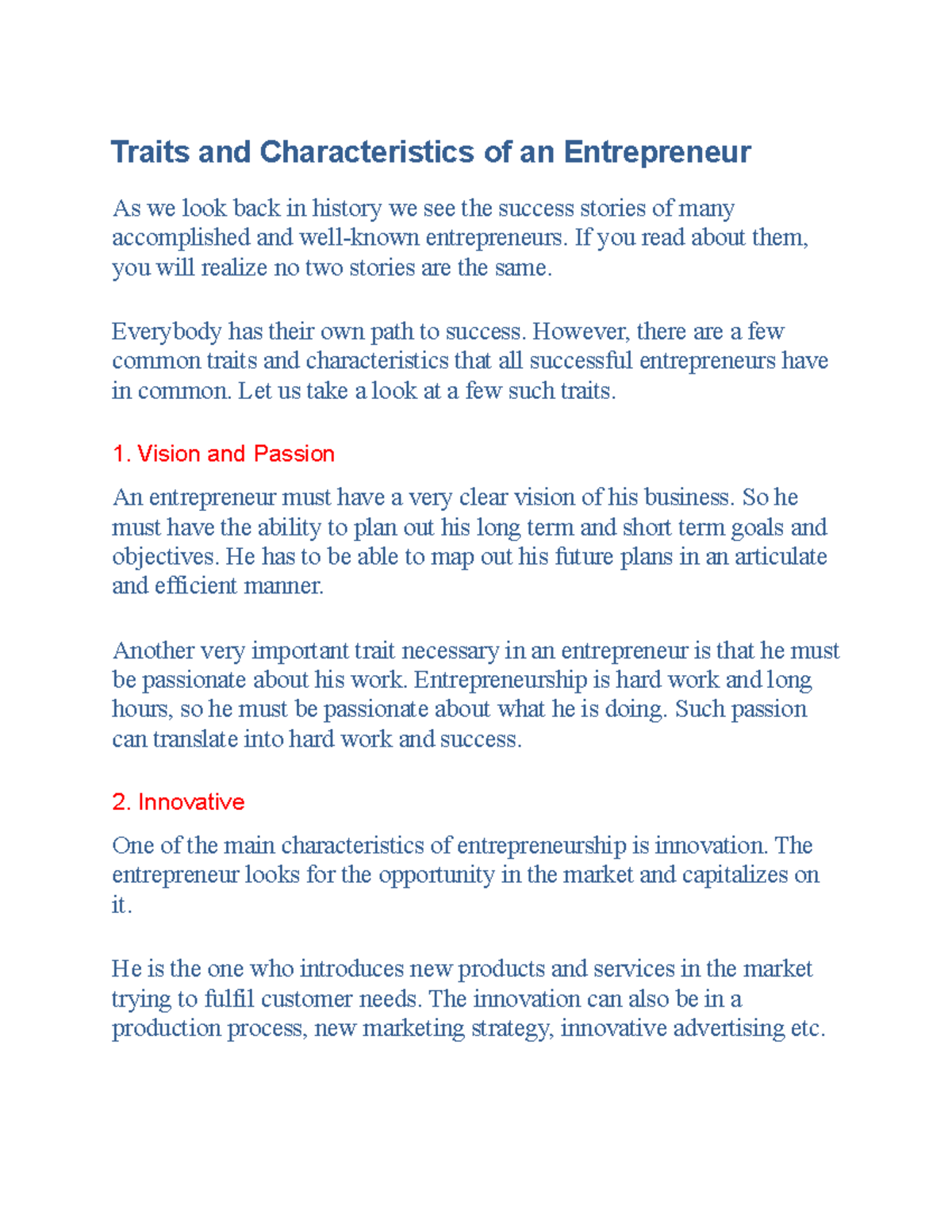 Traits and Characteristics of an Entrepreneur - If you read about them ...