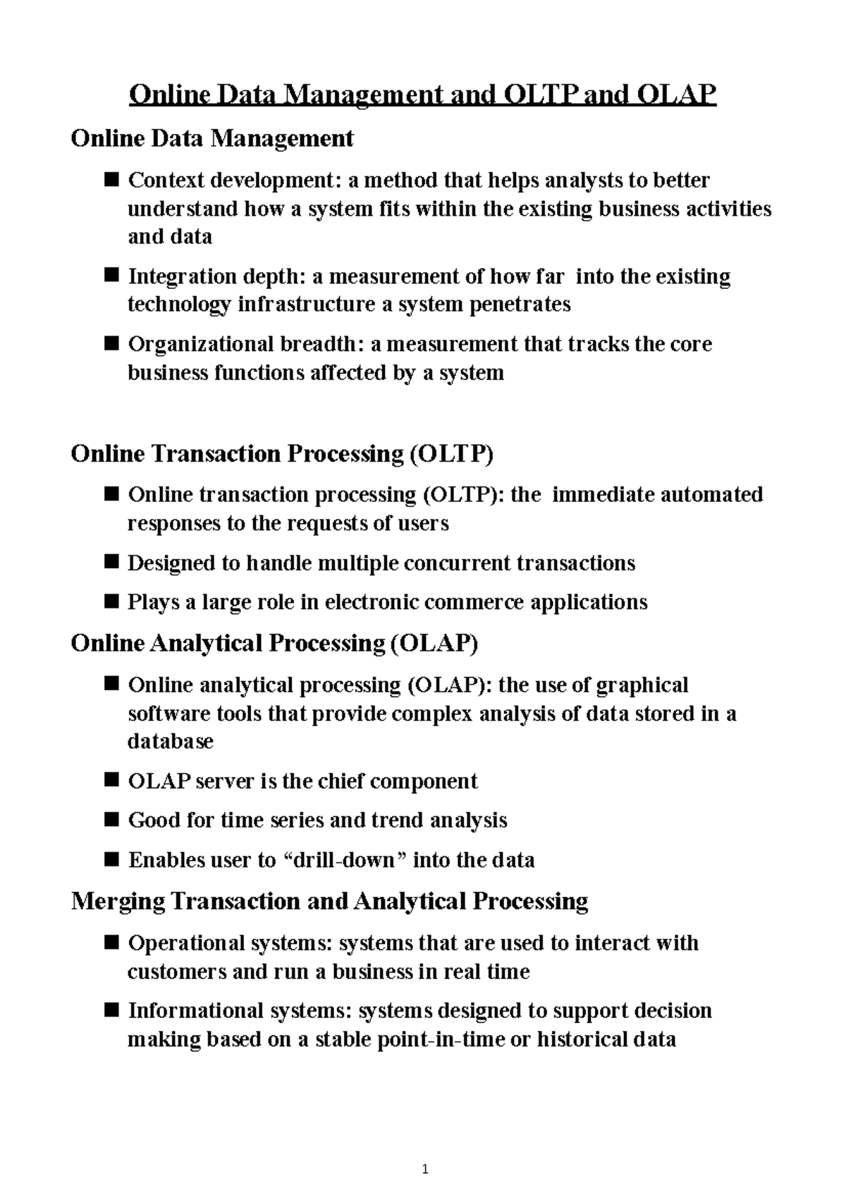 3 Online Data Management and OLTP and OLAP - Online Data Management and ...
