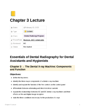 Chapter 3 Notes The Dental X-ray Machine Components and Function - À ...