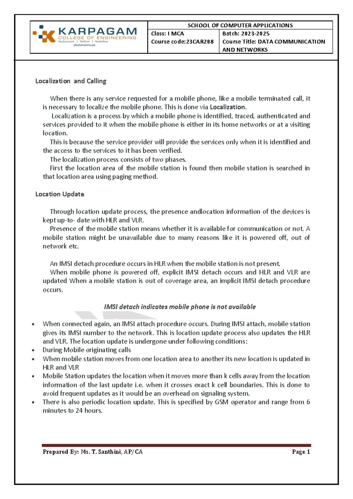 5.2.3 Localization and calling - SCHOOL OF COMPUTER APPLICATIONS Class ...