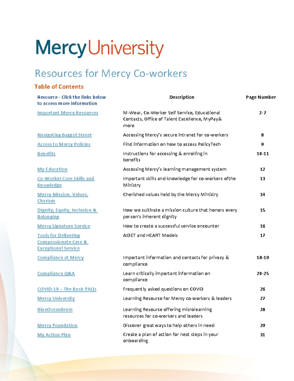 Onbrd - Standard Resources for Mercy Co Workers - Resources for Mercy ...