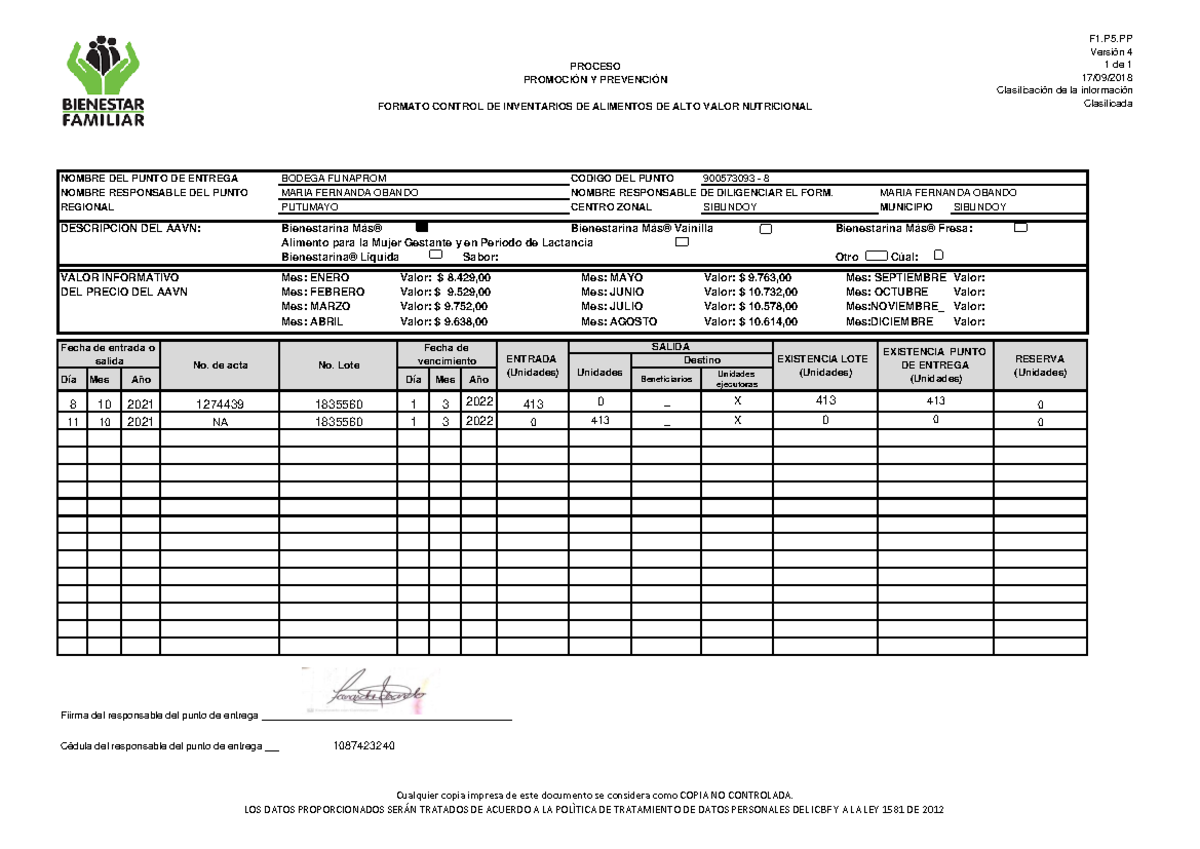 Formato control de inventarios - Aavndoc Fernanda - PROCESO PROMOCIÓN Y ...