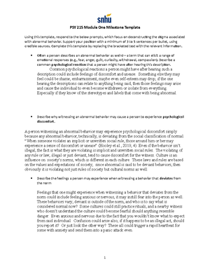 MOD 5 Discussion - Psy-215 - SNHU - Studocu