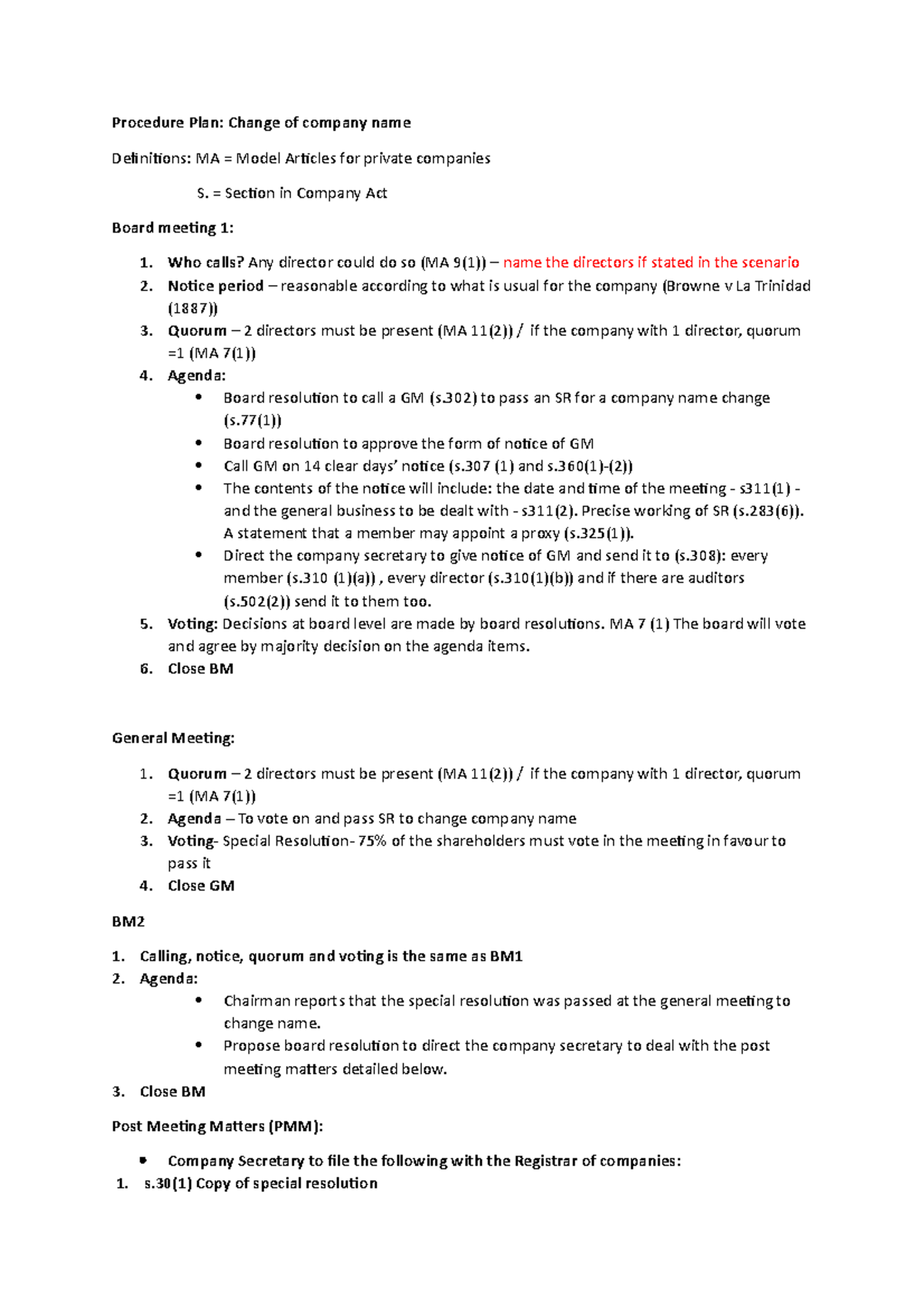 Procedure Plan change company name BLP - Procedure Plan: Change of ...