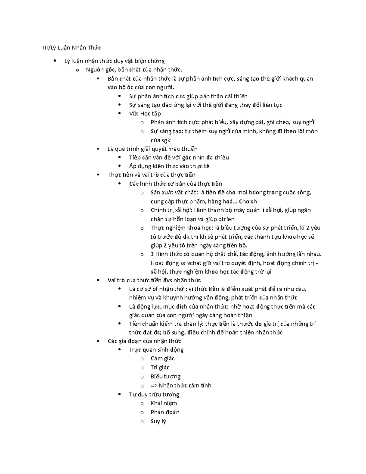 III. Lý Luận Nhận Thức - ssssssssssss - III/Lý Lu n Nh n Th cậ ậ ứ Lý lu n nh n th c duy v t bi ...