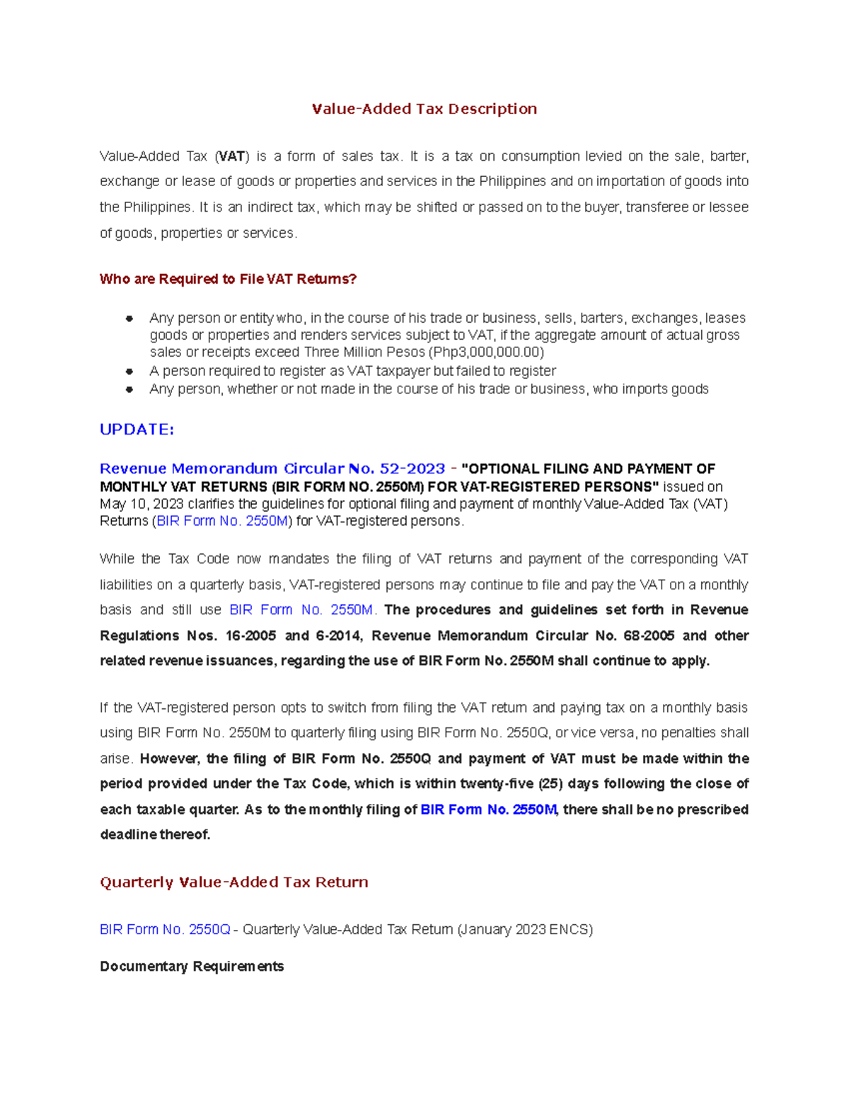 Value Added TAX-P - Overview of VAT - Value-Added Tax Description Value ...