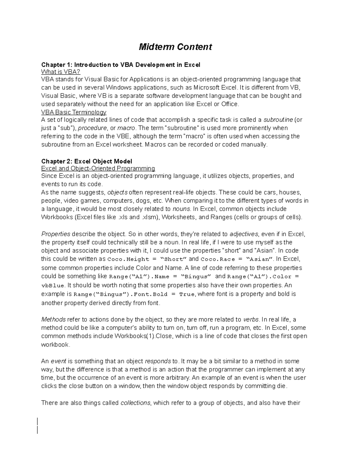 CP212 Midterm + Final Exam Review - Midterm Content Chapter 1 ...