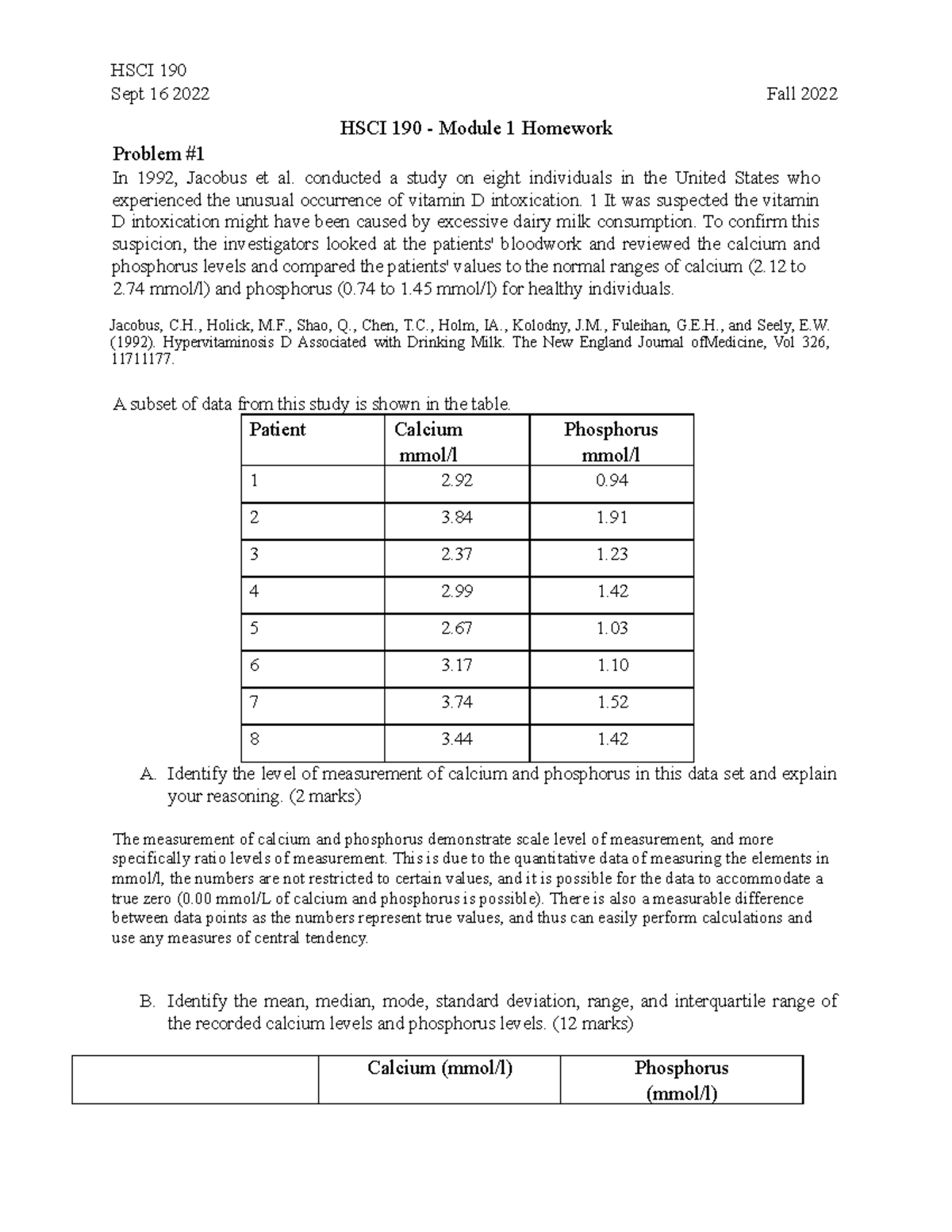 Module#1 Homework Initial Submission Summary - HSCI 190 Sept 16 2022 Fall 2022 HSCI 190 - Module ...