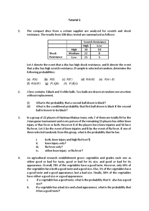 Part 1 - Tutorial Chapter 2 - Statistic - Studocu