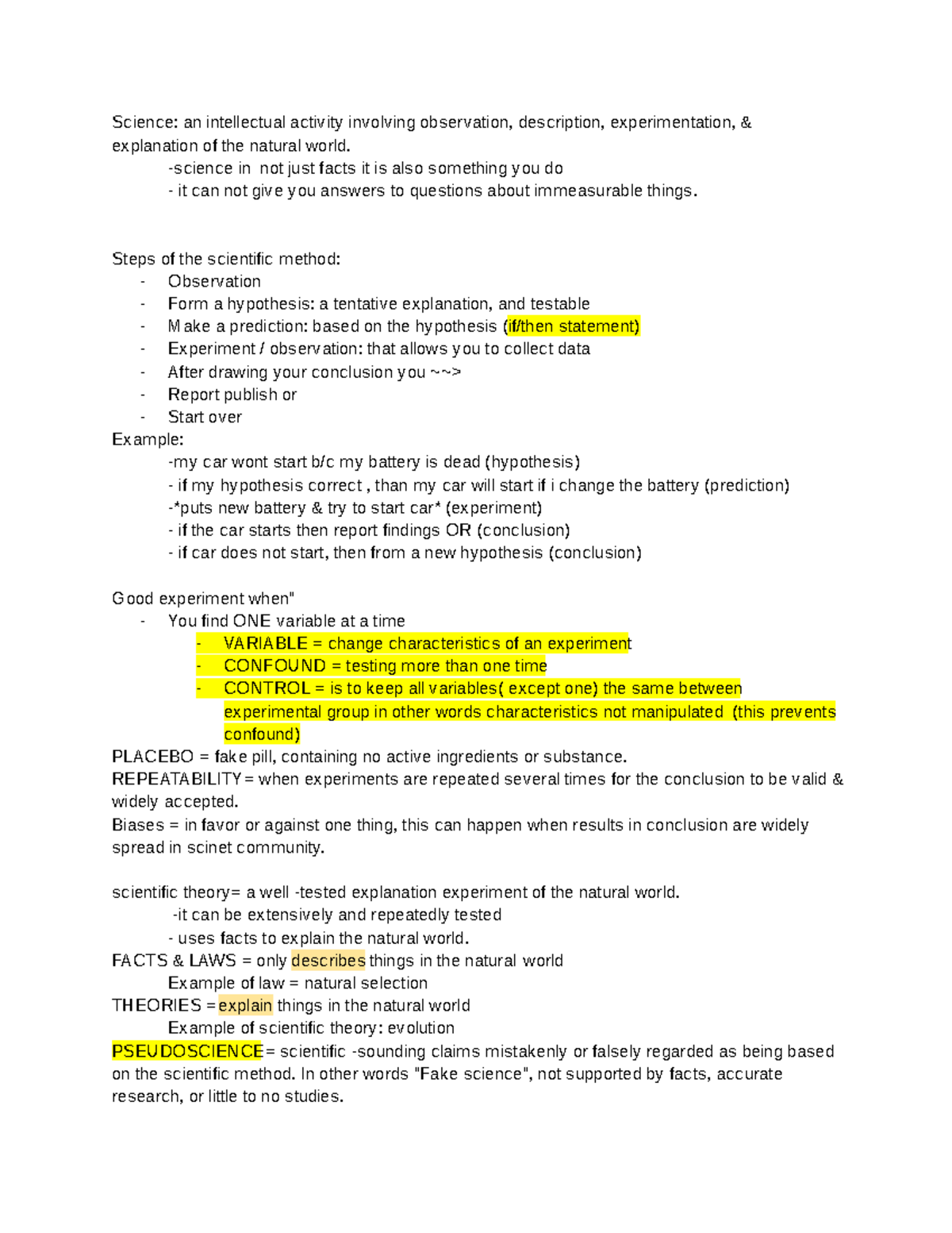 BIO EXAM 1 - Google Docs - Everything you need to know for the first ...