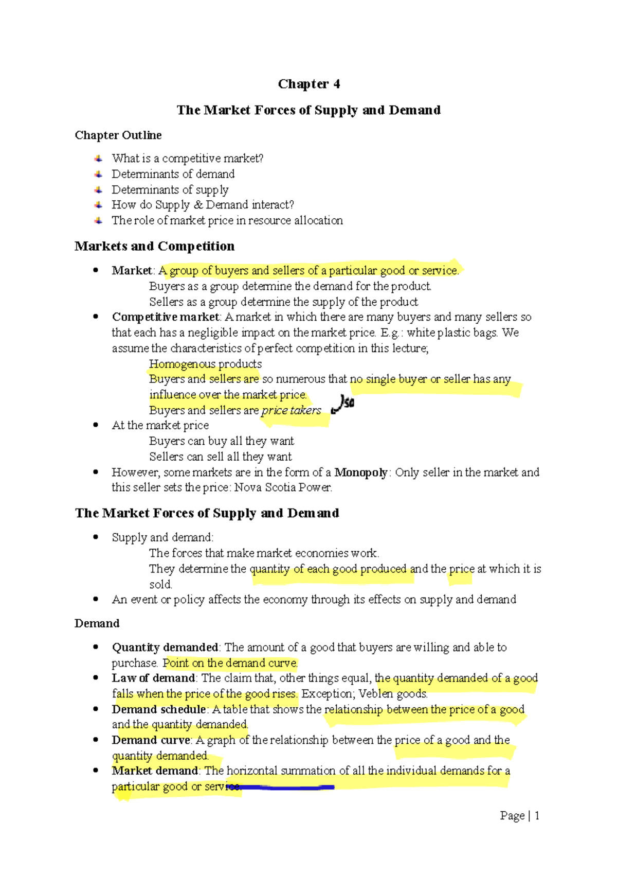 Chapter 4: The Market Forces of Supply and Demand - Chapter 4 The ...