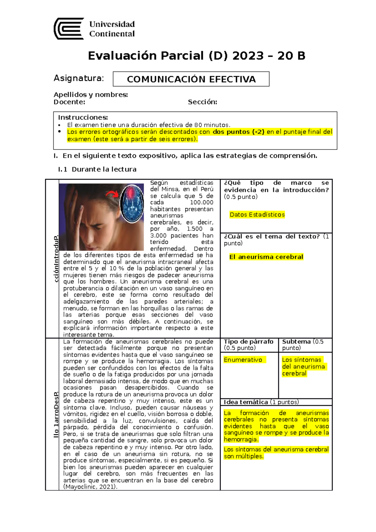 Evaluacion Parcial - En el siguiente texto expositivo, aplica las estrategias de comprensión. I ...