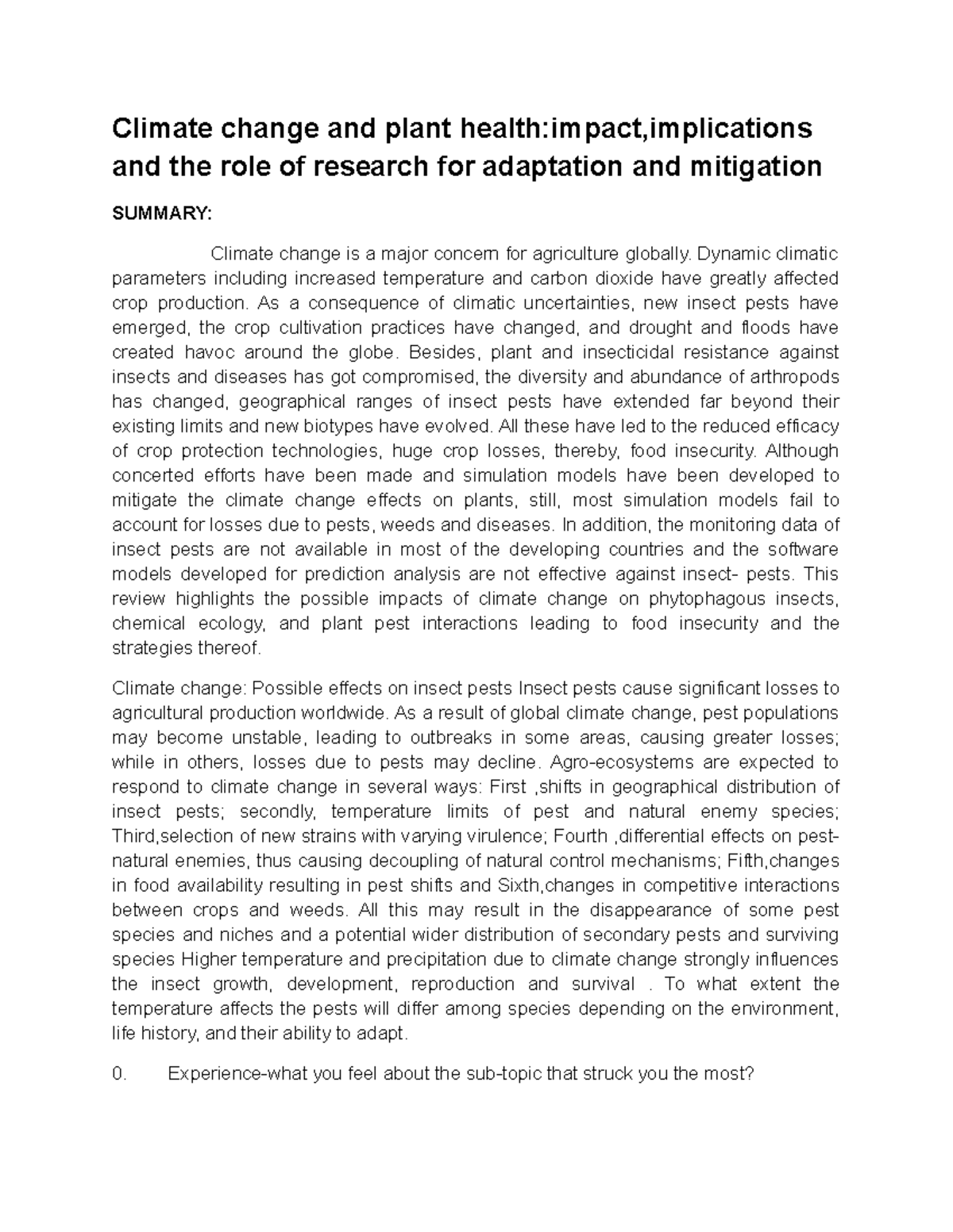 Activity - lectures - Climate change and plant health:impact ...