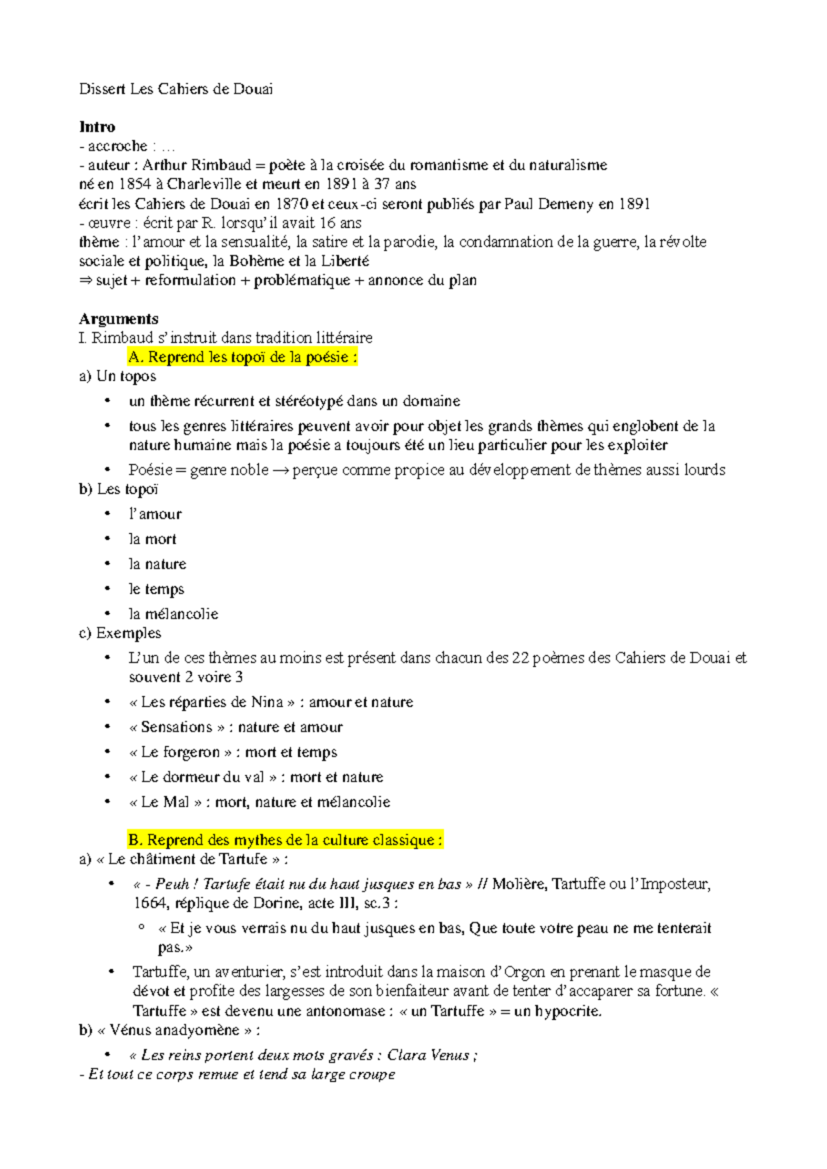 Dissert-Rimbaud - Dissert Les Cahiers de Douai Intro accroche ...