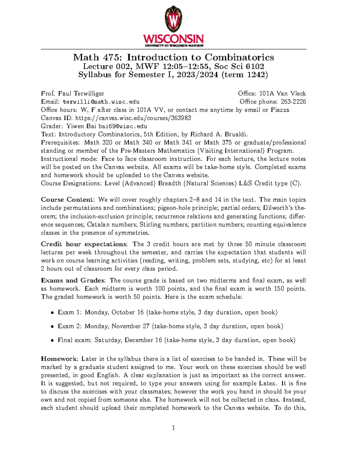 Syllabus F 23 - Math 475: Introduction to Combinatorics Lecture 002 ...