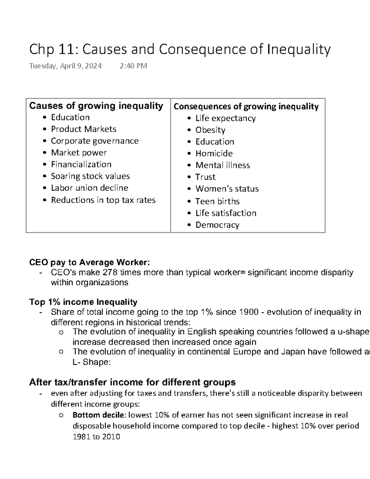 Chp 11 Causes and Consequence of Inequality - Causes of growing ...