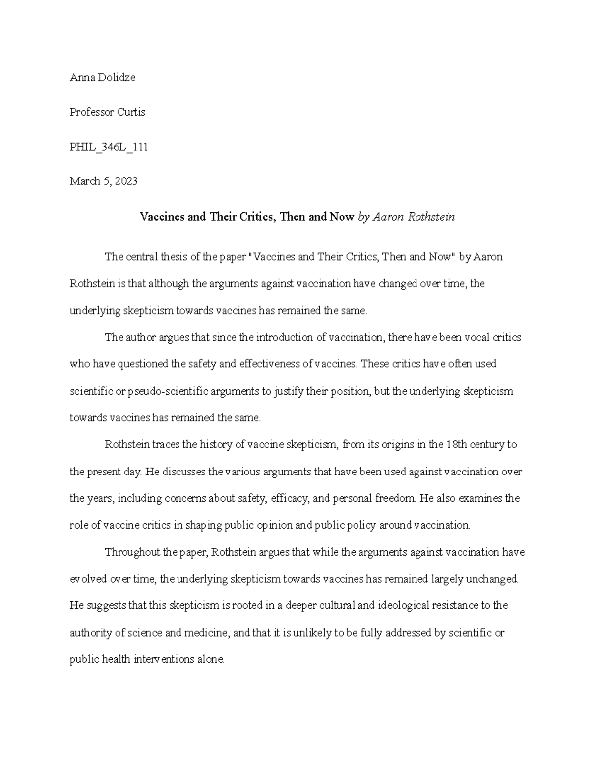 Vaccines and Their Critics, Then and Now by Aaron Rothstein - The ...