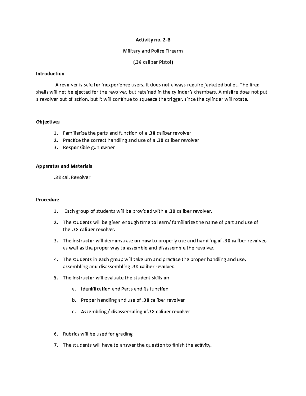 Activity no. 2-B - ahhhh - Activity no. 2-B Military and Police Firearm ...