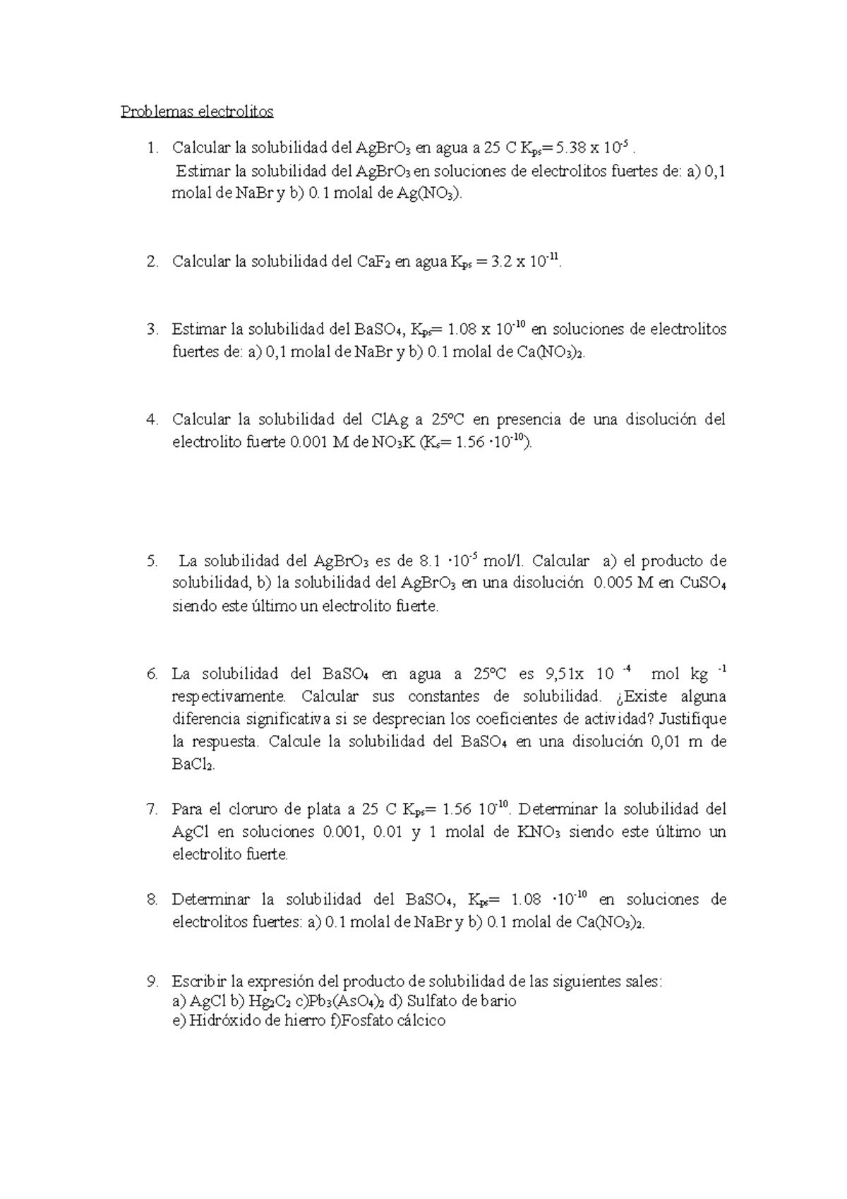 Tema 9. Solubilidad-electrólitos (2021-2022)ejercicios. - Problemas electrolitos Calcular la ...