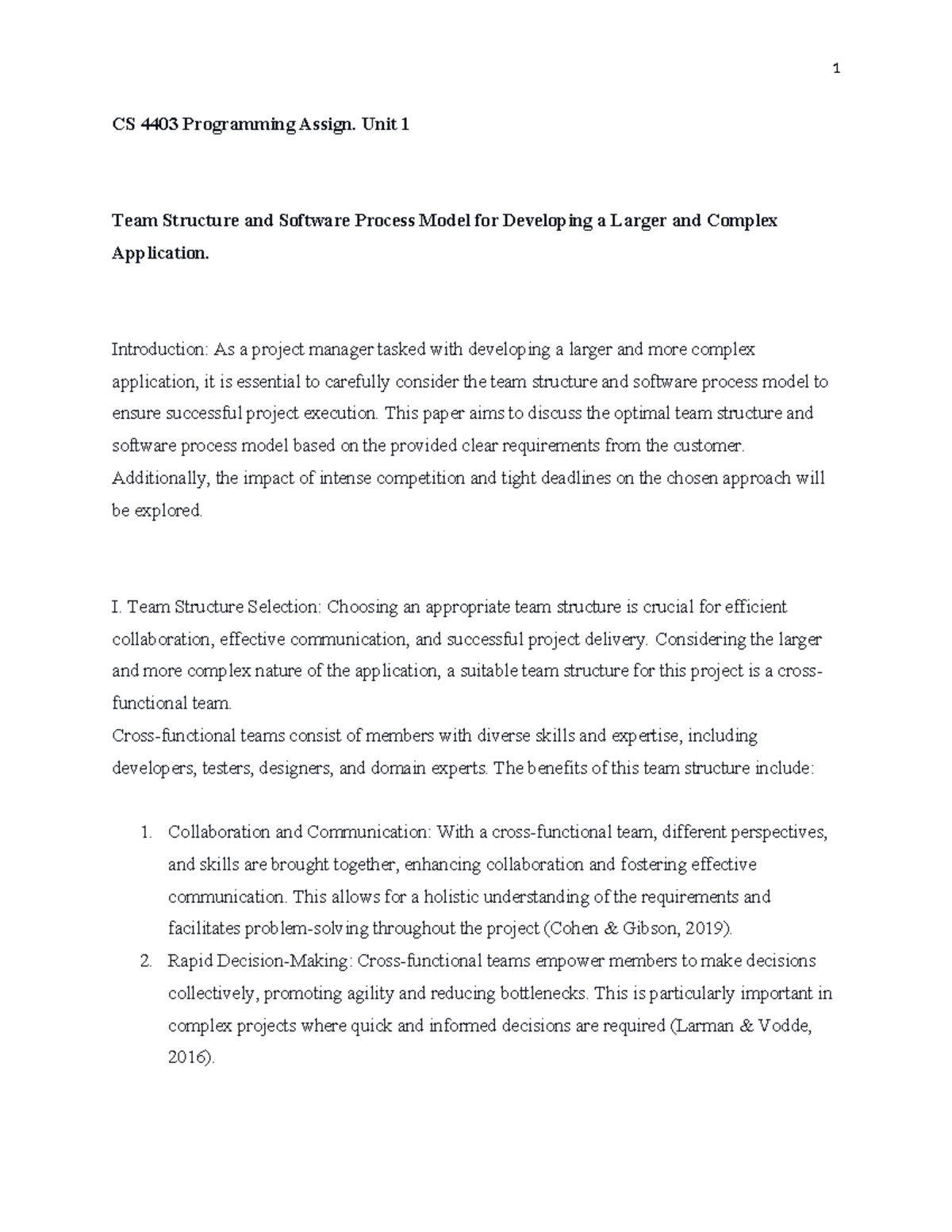 CS 4403 wrt 1 - Do not copy and paste, use as a study guide - CS 4403 Programming Assign. Unit 1 ...