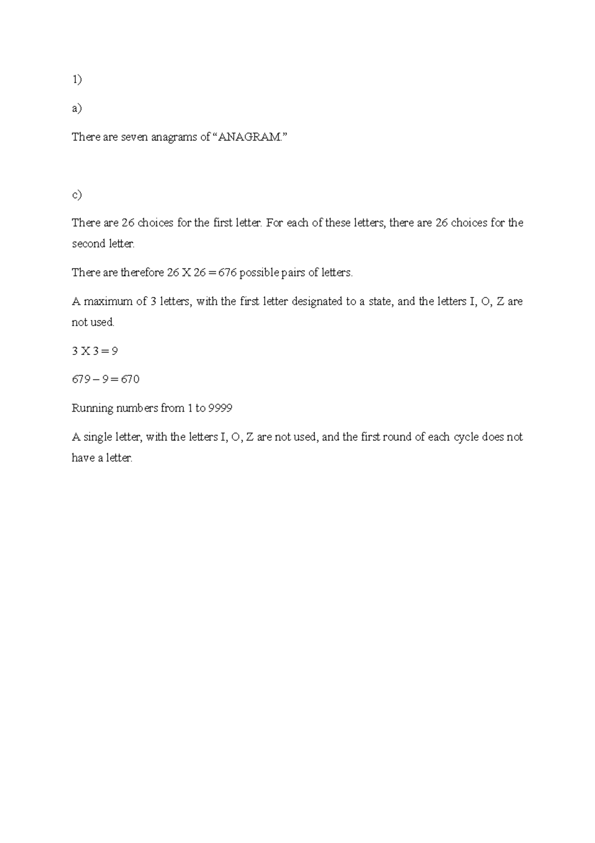 Comp math - Mathematics - 1) a) There are seven anagrams of “ANAGRAM ...