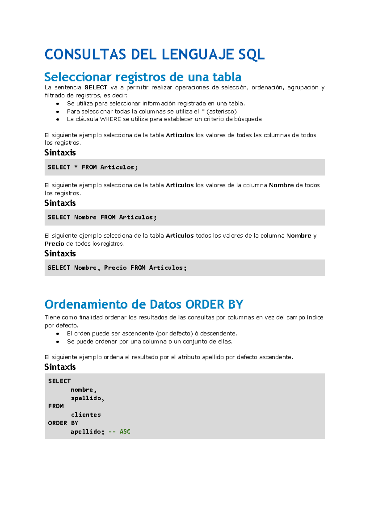 4 Base de datos (consultas en lenguaje SQL) - CONSULTAS DEL LENGUAJE ...