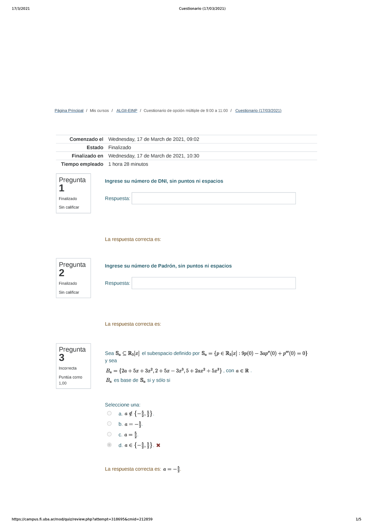 Ejercicio integrador Final Algebra 2 fecha 17/13/21 - Algebra II - UBA - Studocu