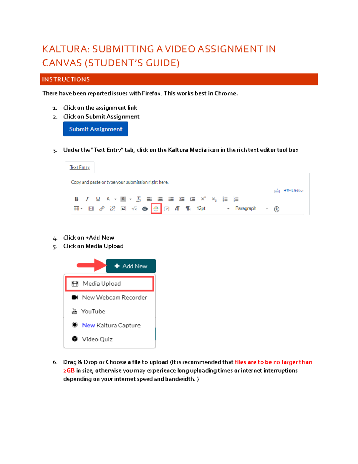 Kaltura - Submitting a Video Assignment in Canvas (Student Guide) - KALTURA: SUBMITTING A VIDEO ...