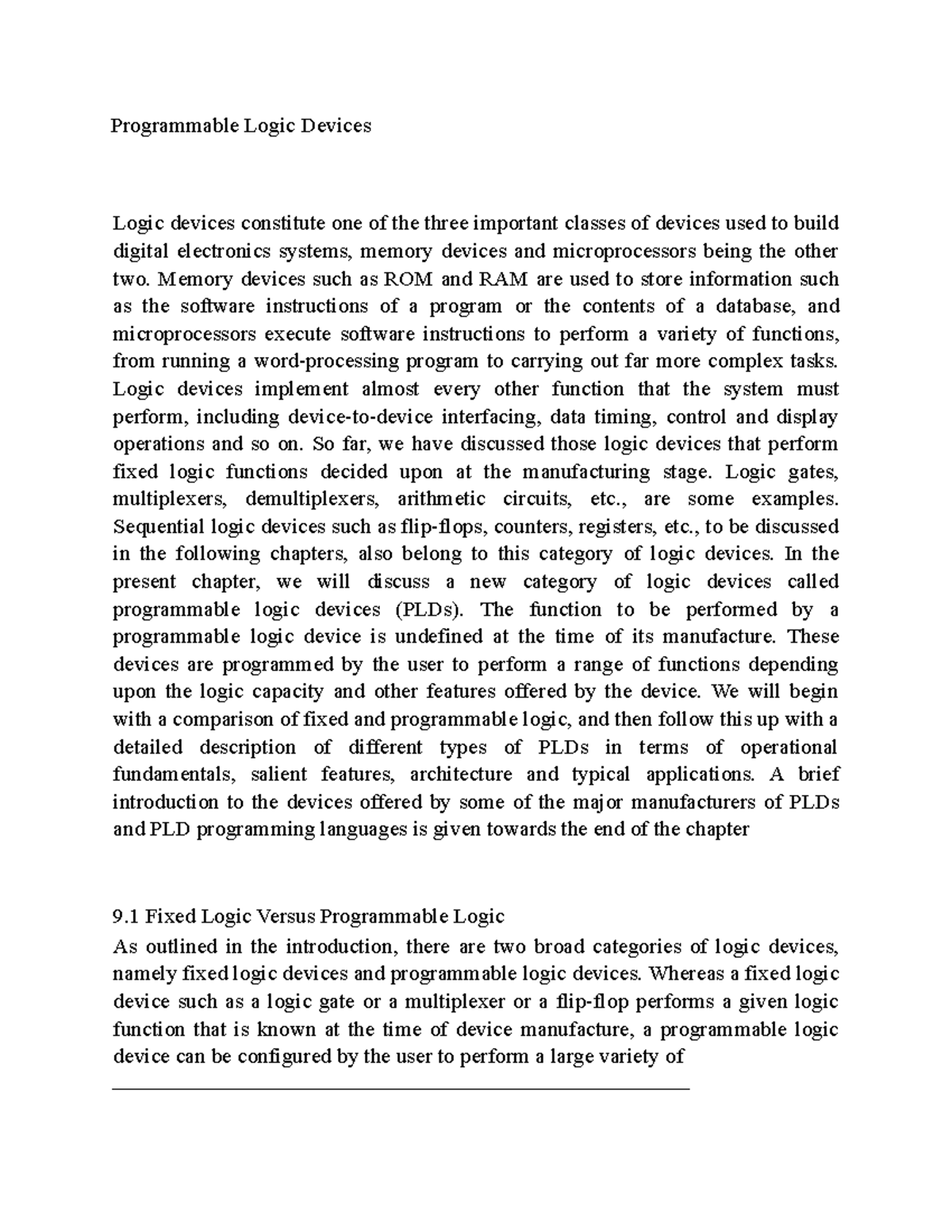 Programmable Logic Devices - Programmable Logic Devices Logic devices ...
