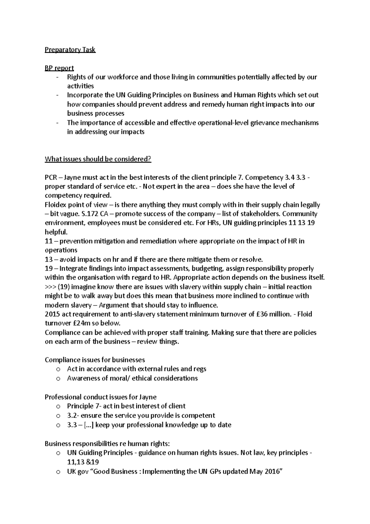 Preparatory Task - Prep task with answers - Preparatory Task BP report ...