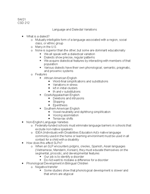 Chapter 5 Speech Sound Disorders - 2/17/ CSD 212 Chapter 5 ...