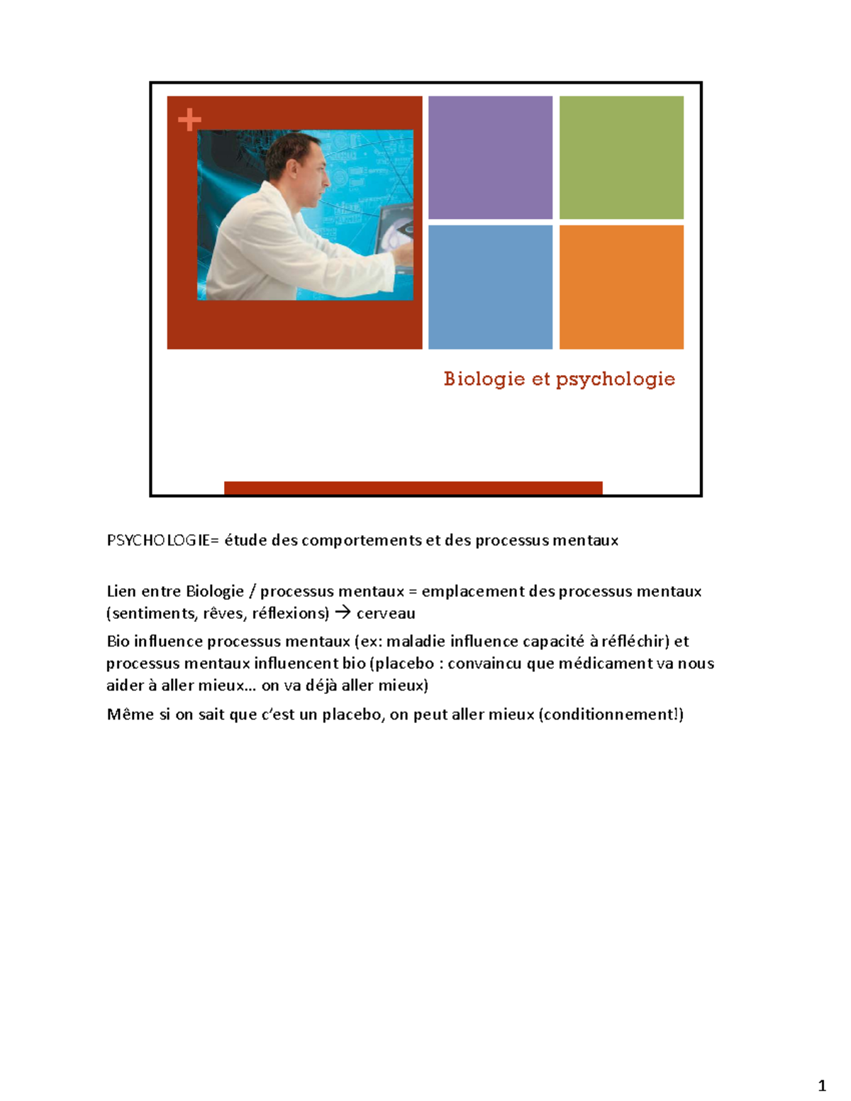 2. Biologie de l'esprit. Cours avec Christophe Fortin. Powerpoint avec ...