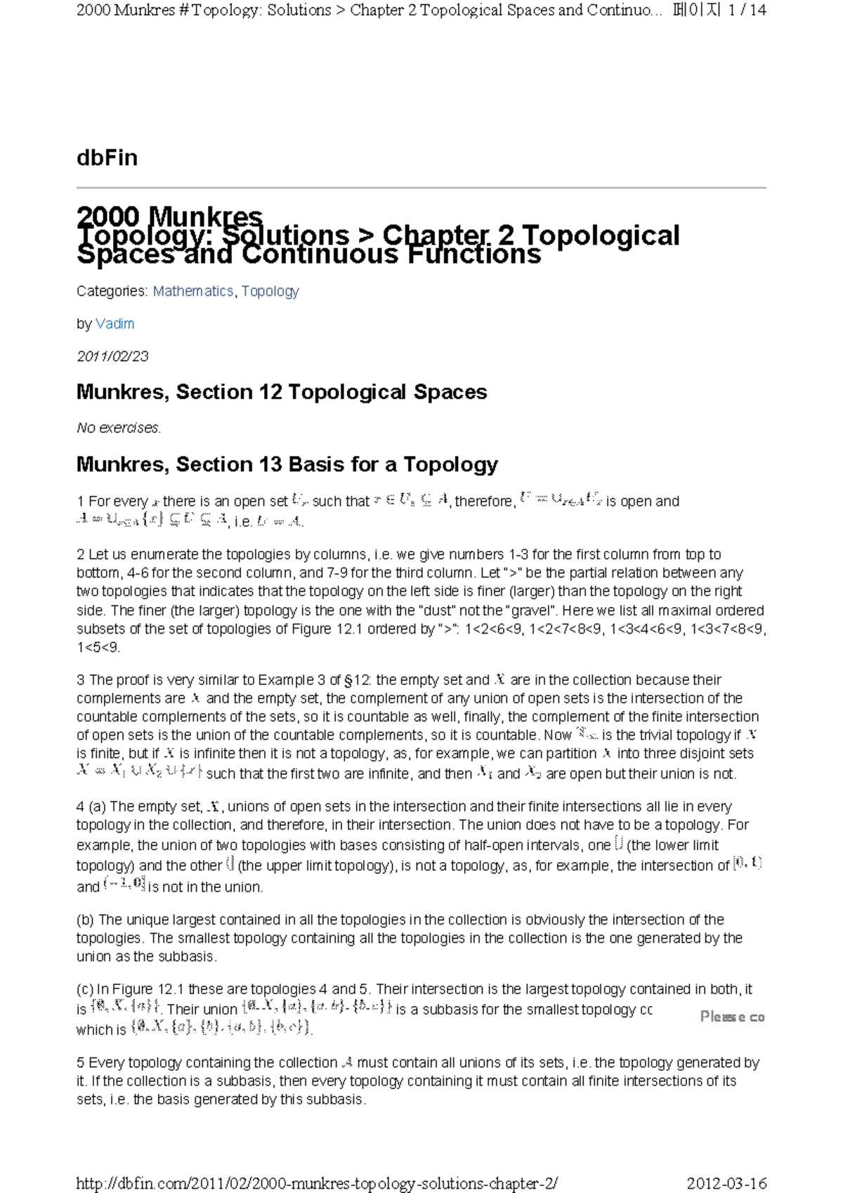 Munkres topology solutions Ch.2 - dbFin 2000 Munkres Topology ...