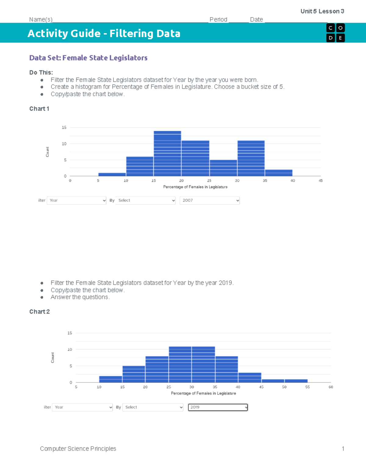 Copy of U5L3 - Activity Guide - Filtering Data - Unit 5 Lesson 3 - Studocu