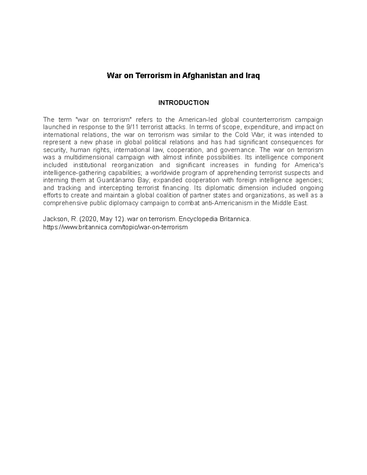 War on Terrorism in Afghanistan and Iraq - War on Terrorism in ...