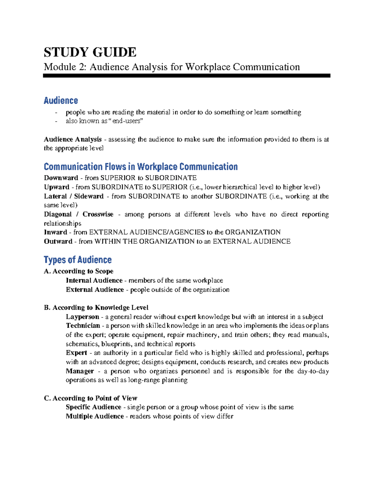 [M2 - Guide] - sfdfdf - STUDY GUIDE Module 2: Audience Analysis for ...