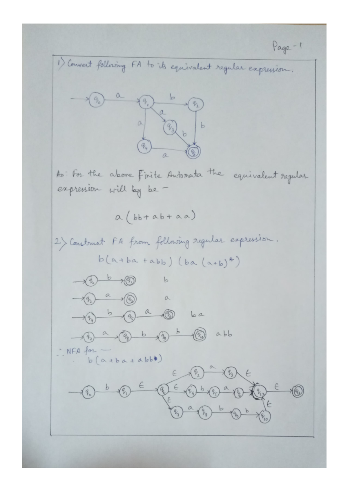 PCC-CS403-CA2-Formal Language and Automata Theory - Page- ####### Cvet follnig FA h episalert ...
