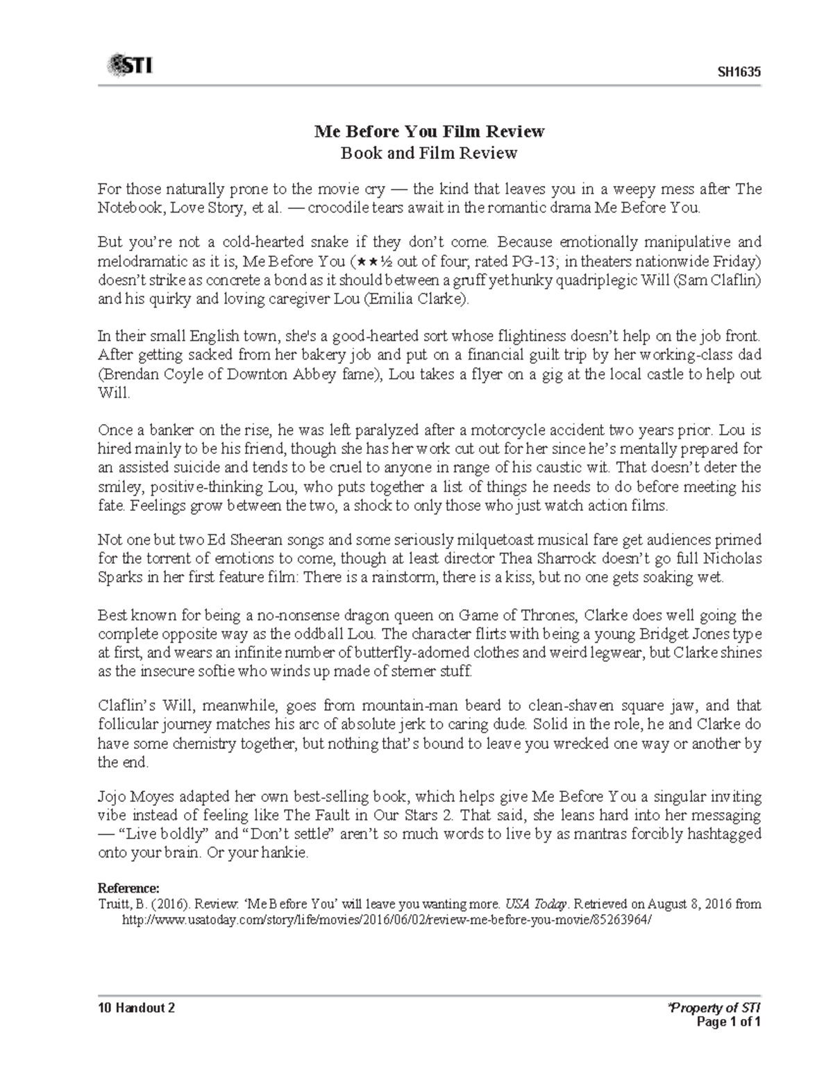 SH1635 - Reading and Writing Skills 10 Handout 2 - SH 10 Handout 2 ...