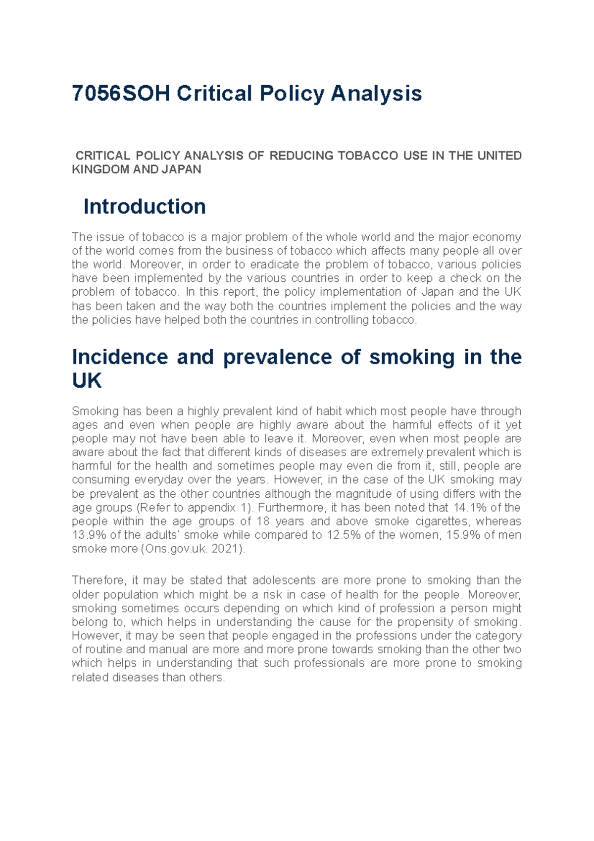 7056SOH - fnbbbvfb - 7056SOH Critical Policy Analysis CRITICAL POLICY ...