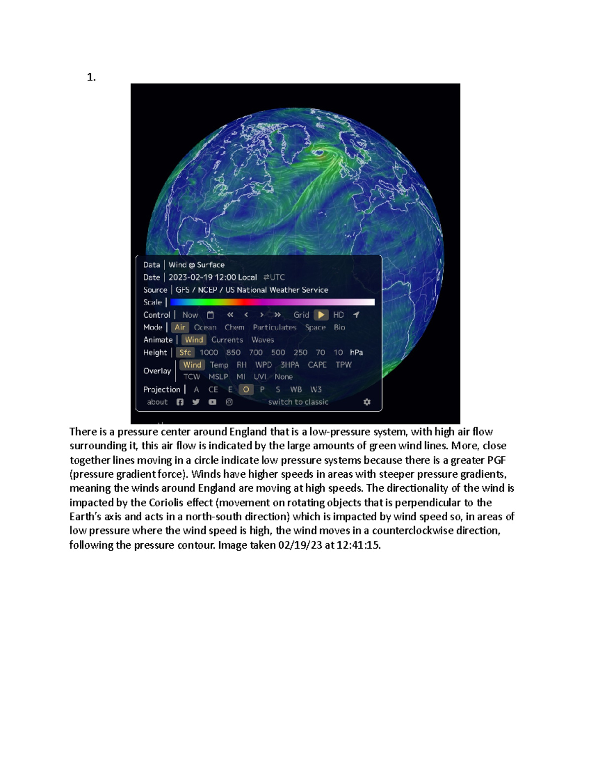 Wind assignment - Analyzing wind mechanisms from global images. - There ...