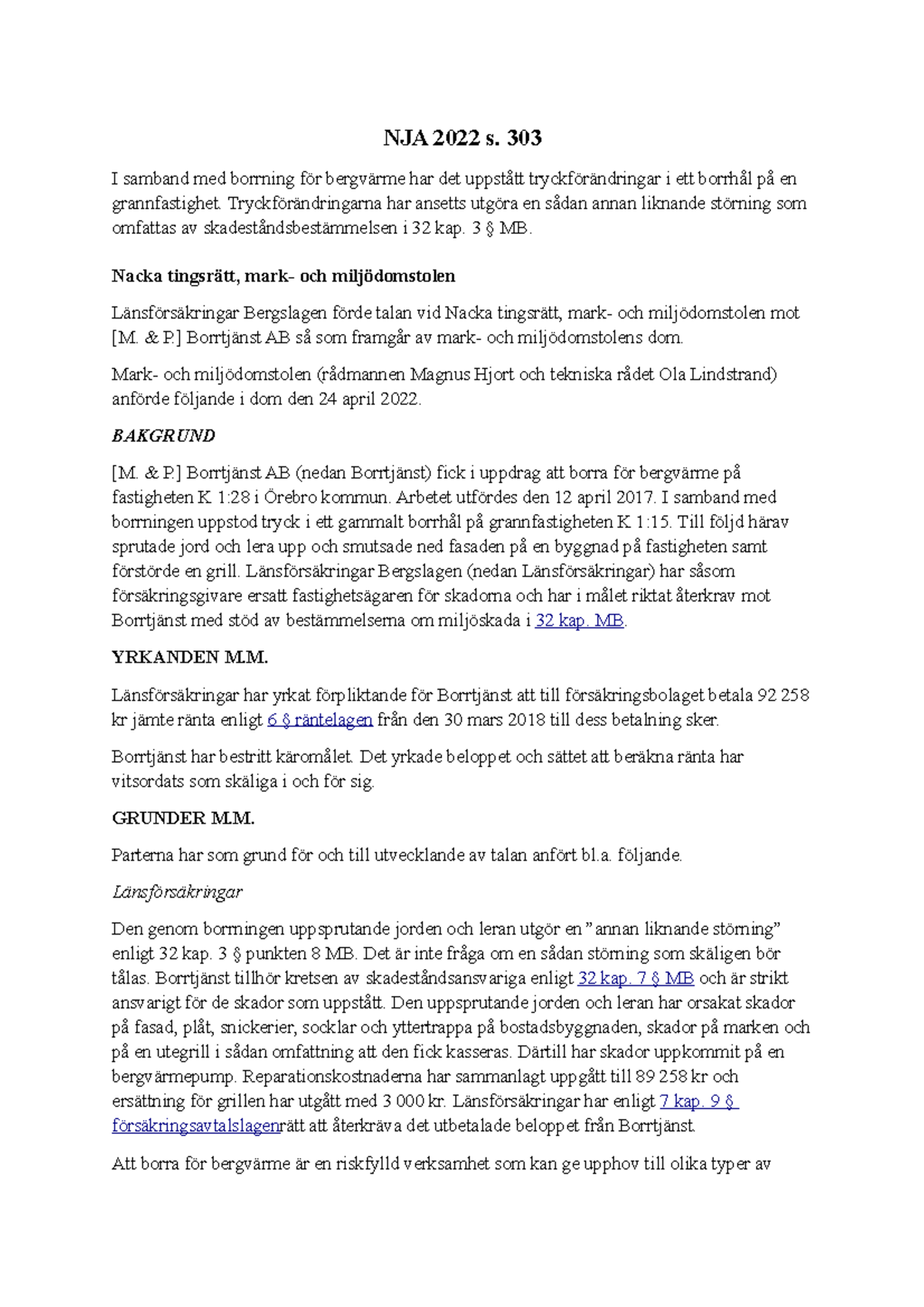 NJA 2022 s. 303 - NJA 2022 s. 303 - NJA 2022 s. 303 I samband med ...