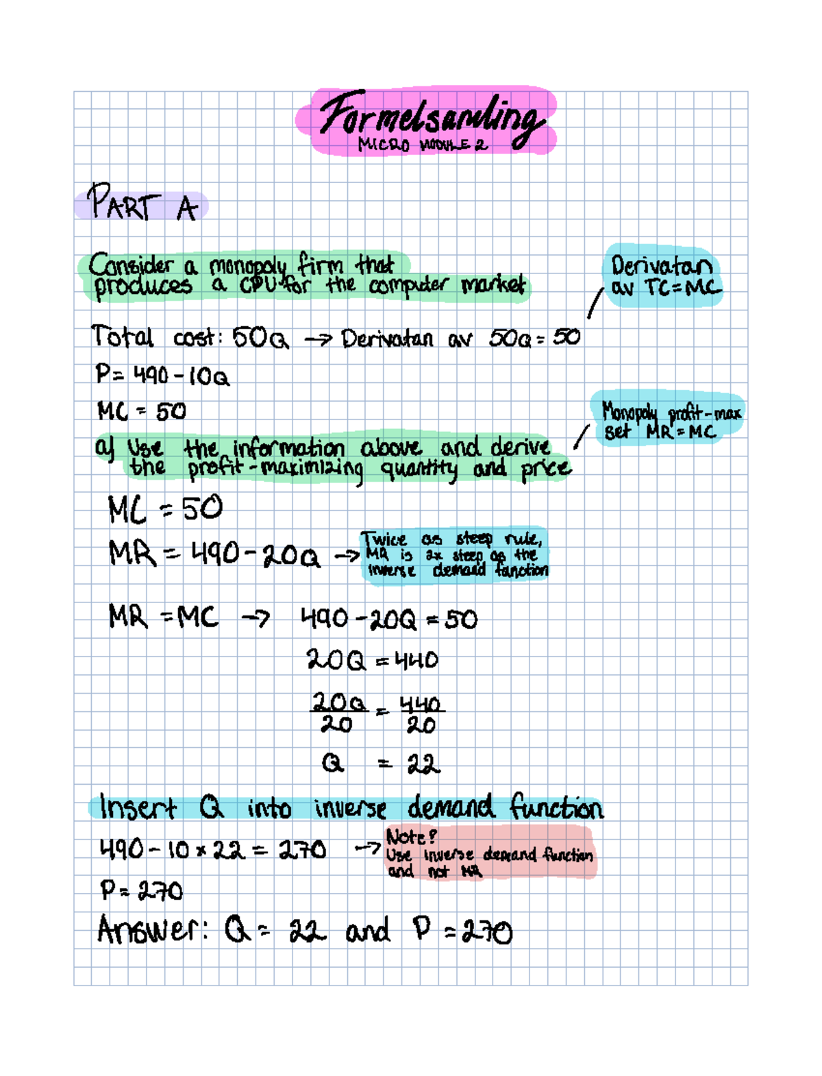Micro modul 2 - Notes - Formelsamling MICRO MODULE 2 PART A Consider a ...