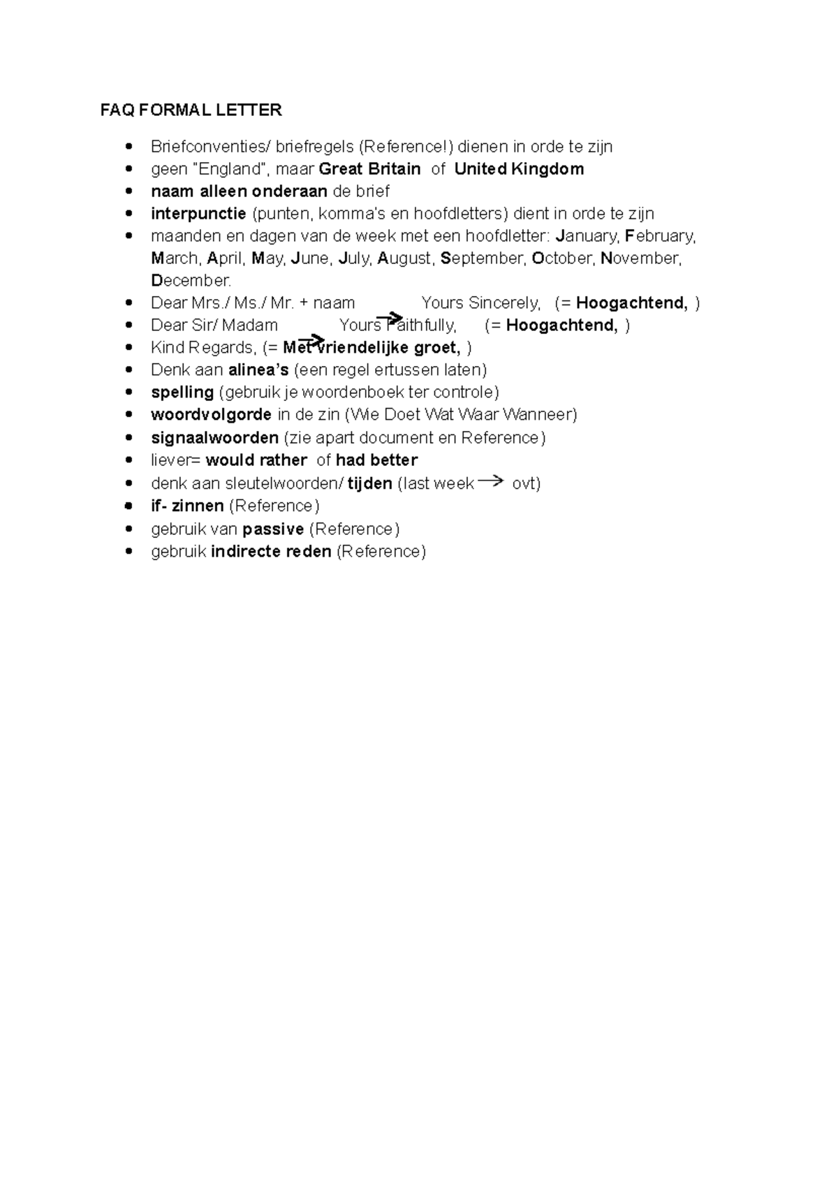 FAQ formele brief - FAQ FORMAL LETTER Briefconventies/ briefregels ...