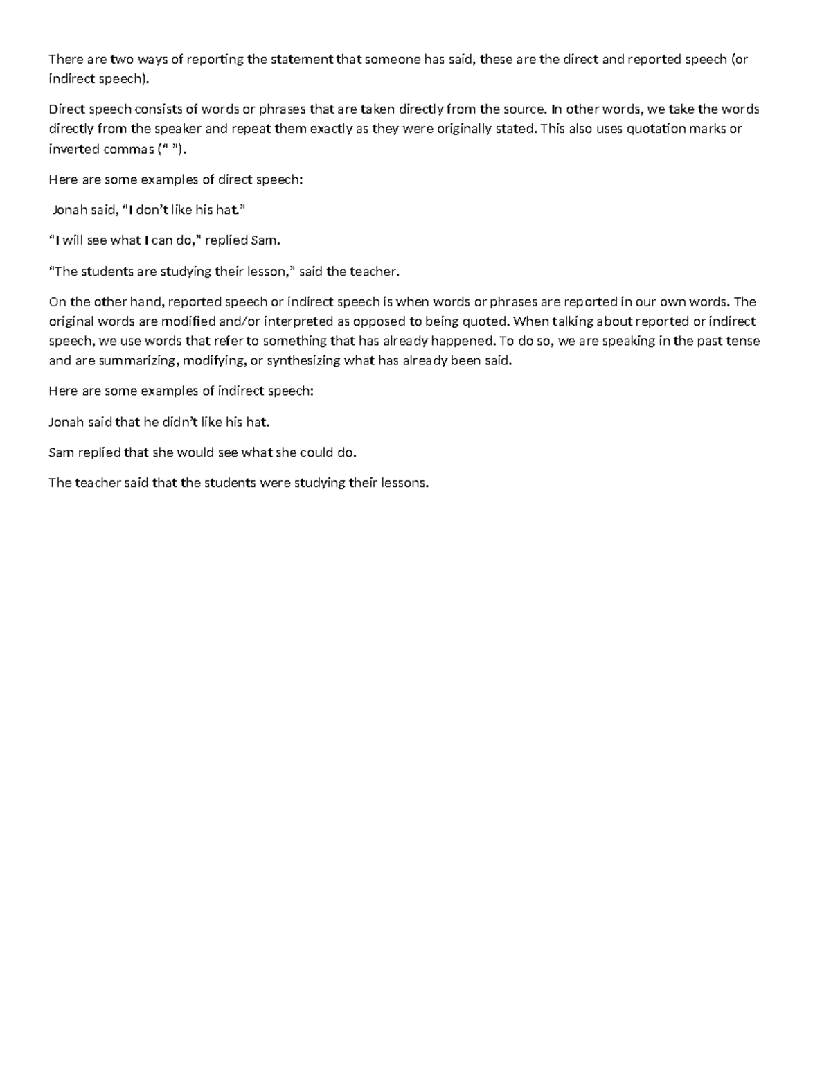 Direct Speech - English 7 Lesson - There are two ways of reporting the ...