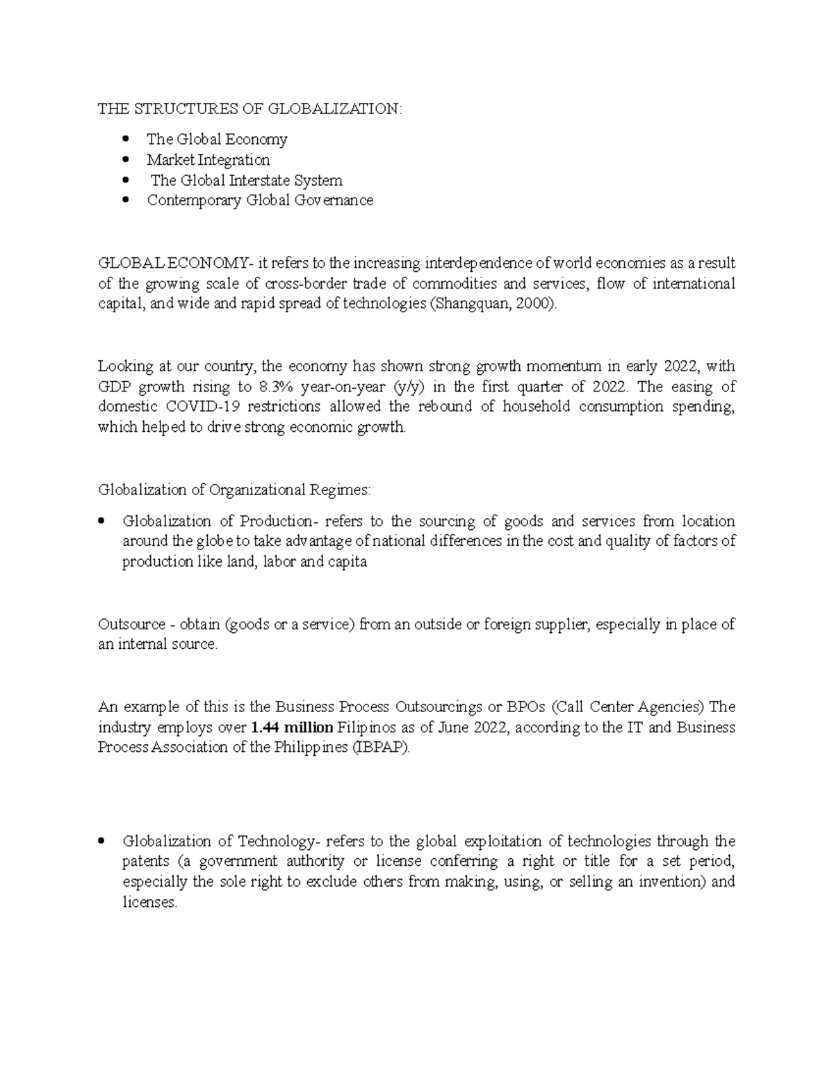 THE Structures OF Globalization - THE STRUCTURES OF GLOBALIZATION: The ...