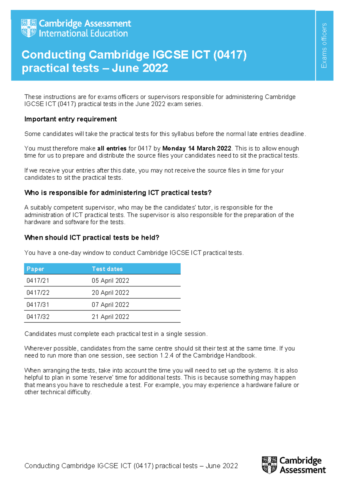 Conducting Cambridge Igcse ICT (0417) practical tests June 2022 - Exams ...