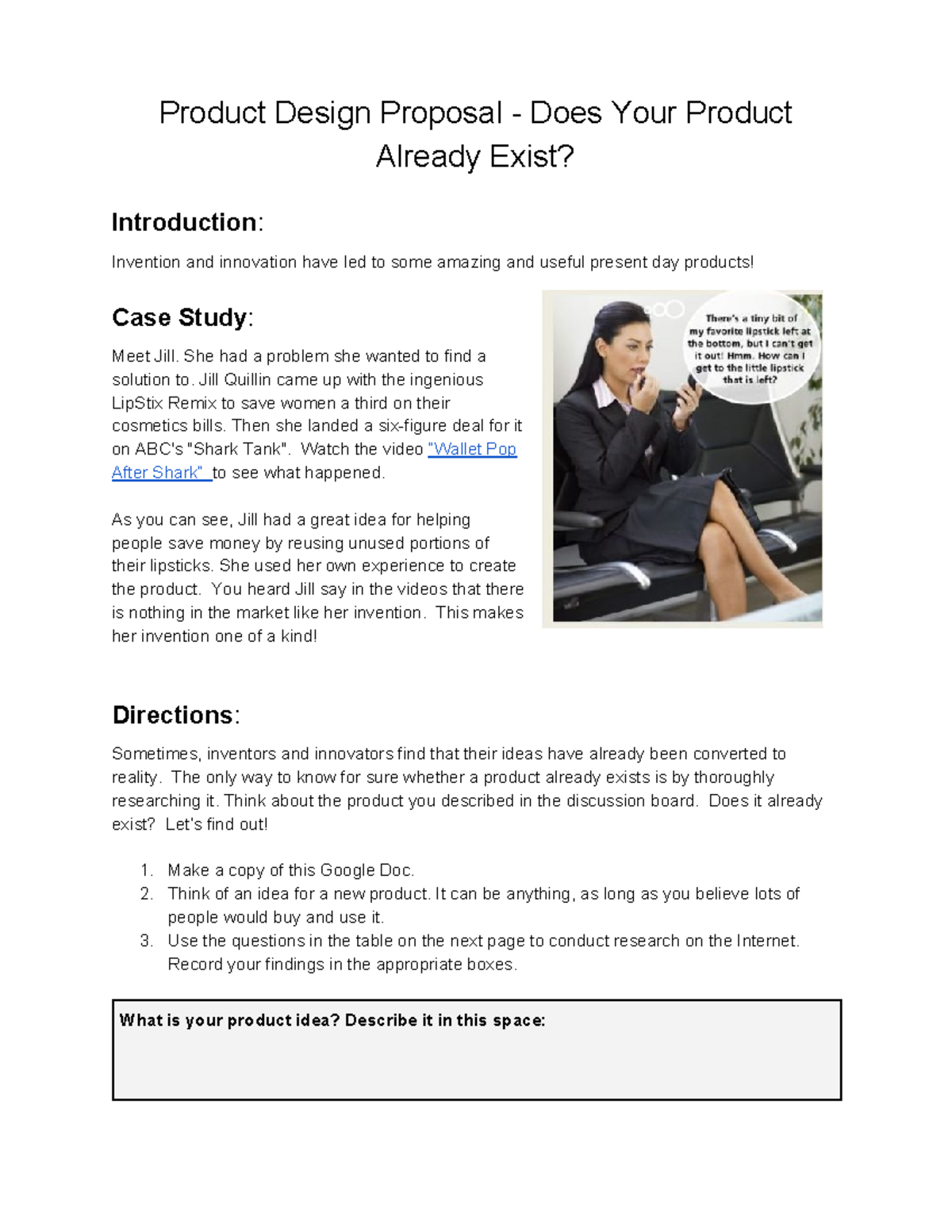 Copy of Copy of 1.3c Product Design Proposal - Product Design Proposal ...